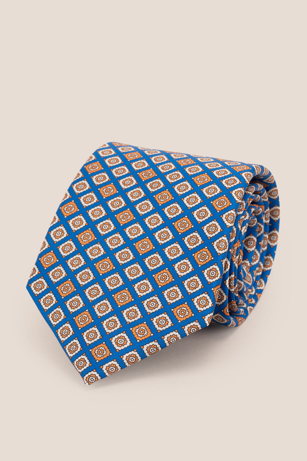 Oswin Hyde: Light Blue Geometric Pattern Silk TIe - Elegant