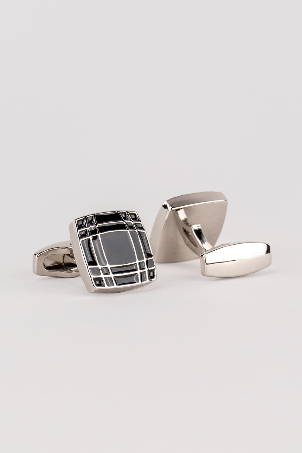 Oswin Hyde: Grid Black Men’s Cufflinks – Bold & Refined