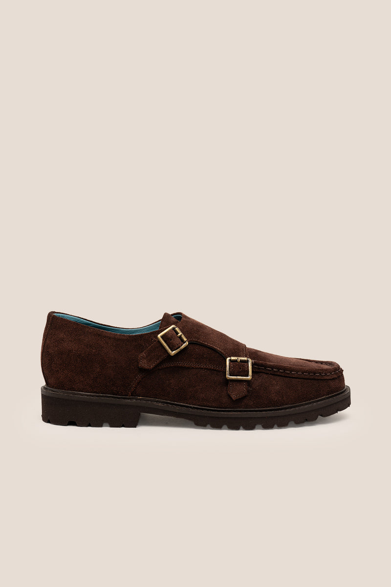 Ethan Monk Strap Men’s Shoes | Monk strap shoes in Brown Leather Suede ...