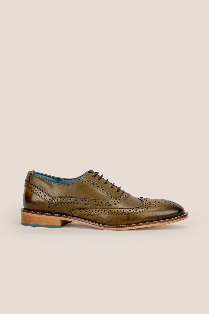 Oswin Hyde: Winston Green Leather Brogue Shoes
