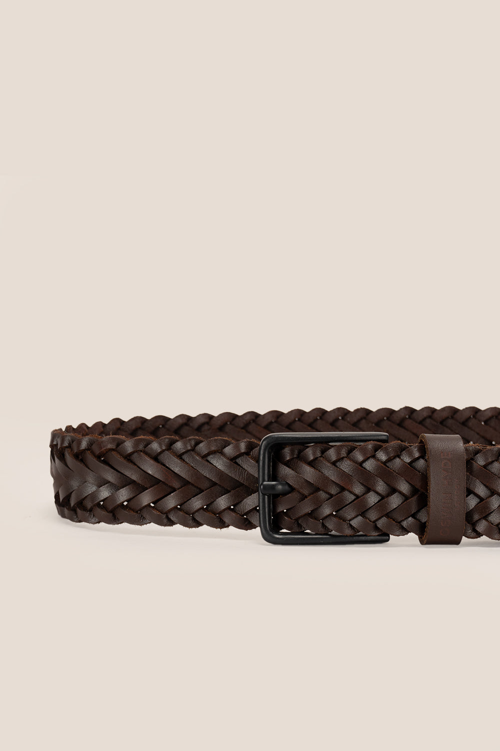 Oswin Hyde: Milo Brown Braided Leather Belt for Men